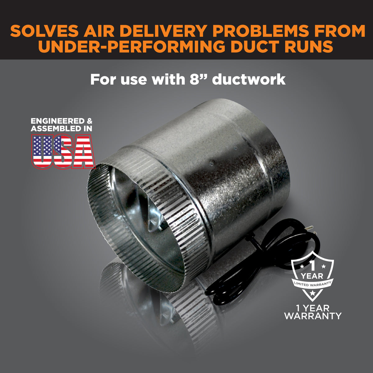 INDUCTOR® 8" CORDED AXIAL IN-LINE BOOSTER DUCT FAN | DB208C – Suncourt Inc.