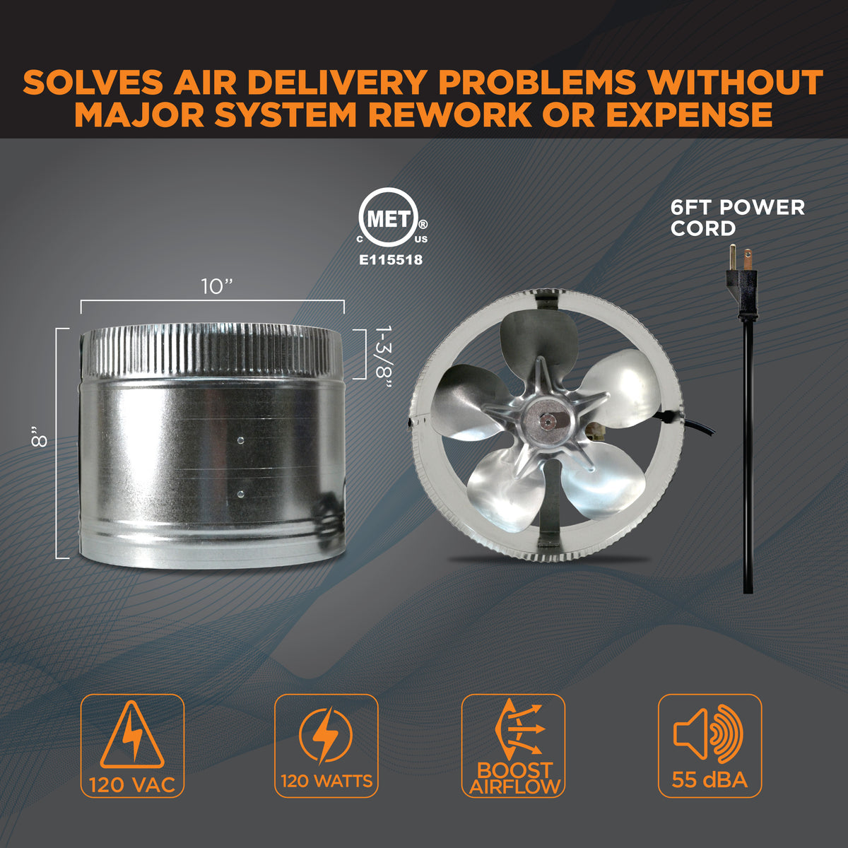 INDUCTOR® 10" CORDED AXIAL IN-LINE BOOSTER DUCT FAN | DB210C – Suncourt ...